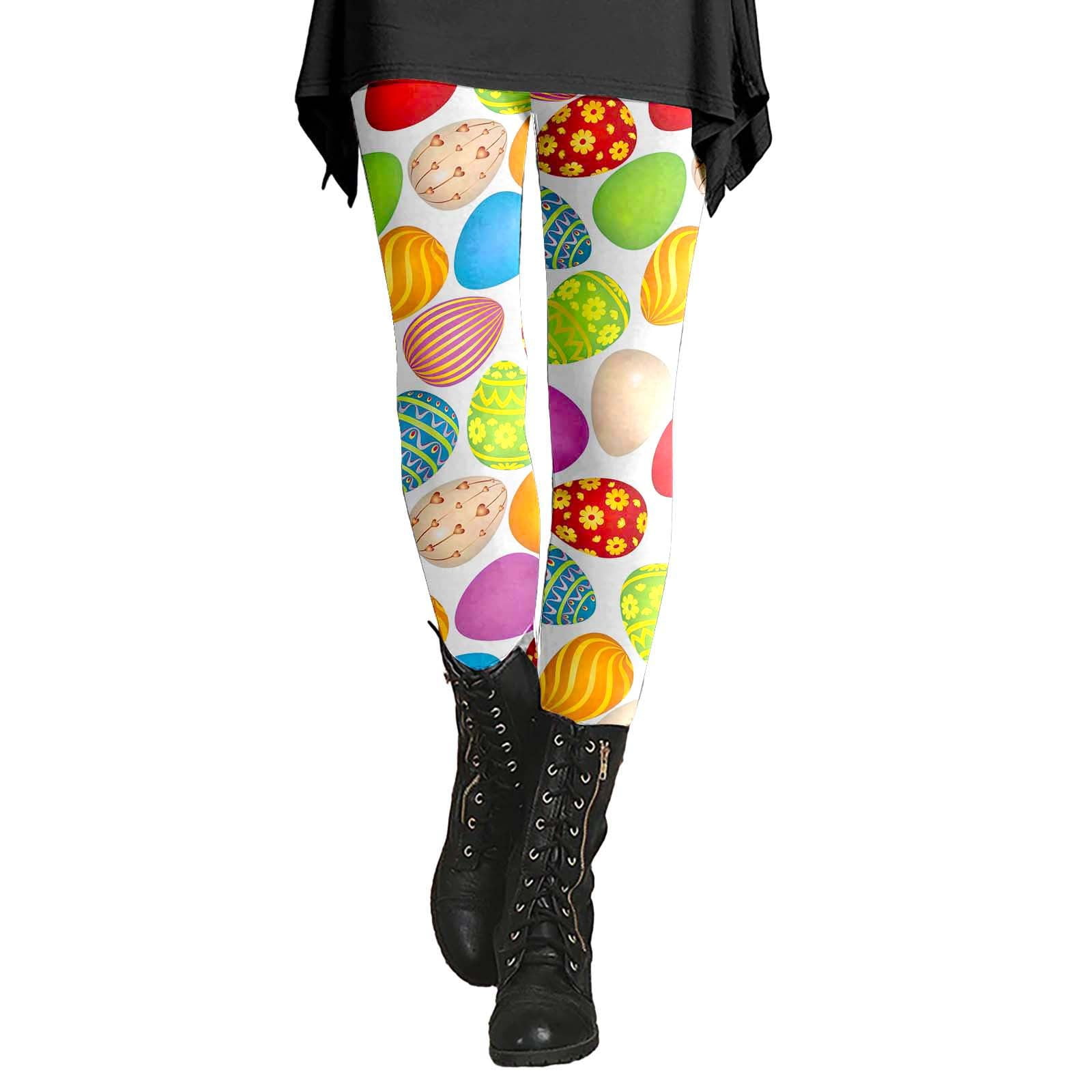 Wiueurtly Easter Leggings for Women Womens Bunny Rabbits Eggs Floral ...
