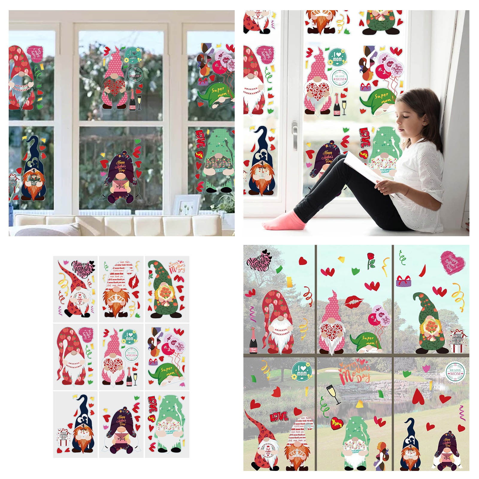 Wiueurtly Mother's Day Sticker Window Sticker Wall Door Window Art ...