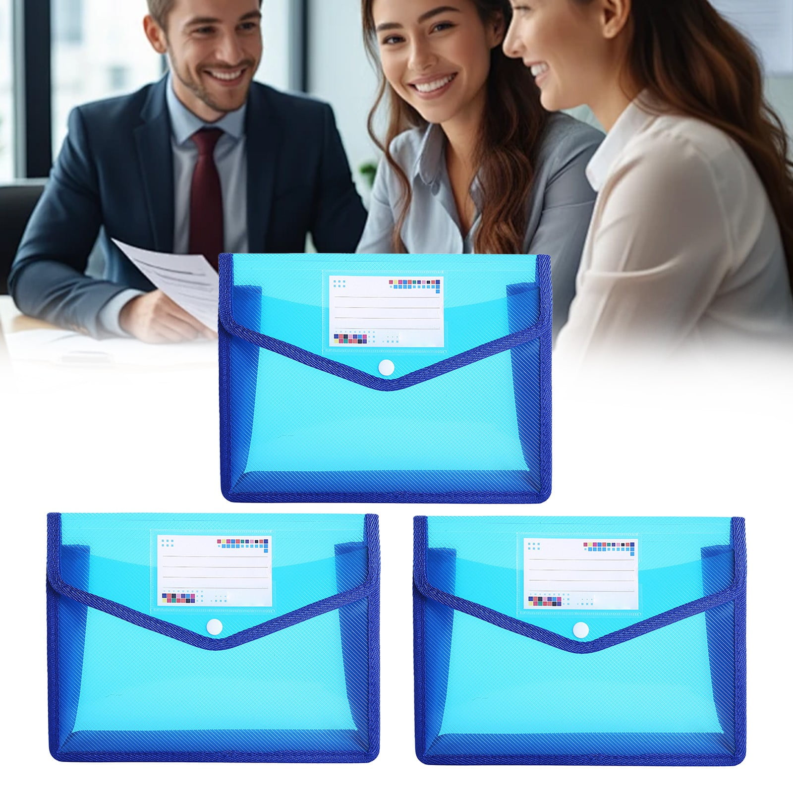 Wiueurtly Plastic File Folders A4 Size 3 Pcs Expandable Document Folder With Snap Button Closure ...