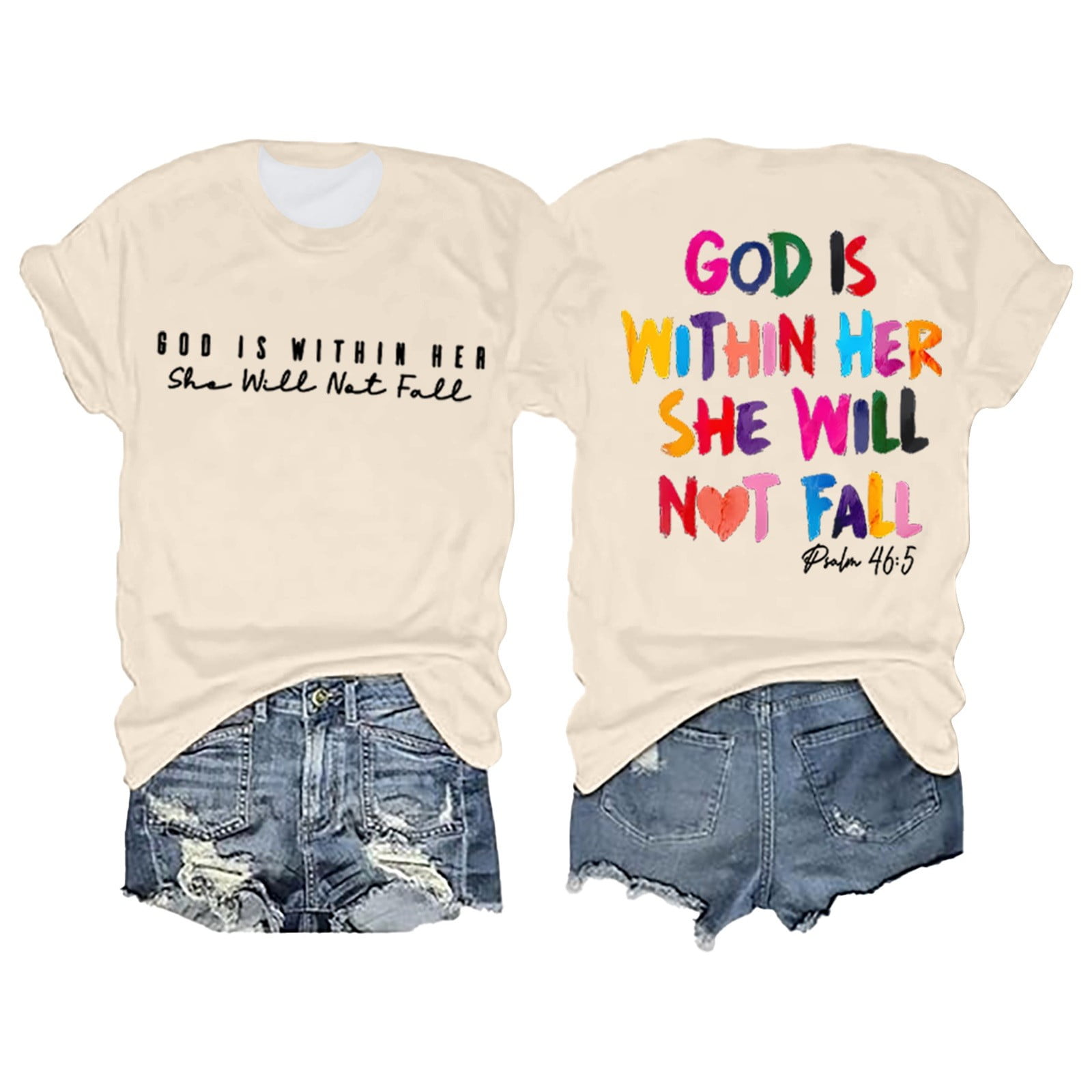 Wiueurtly Womens Tops Oversized Shirts For Women Shirt Verse T God Is Within Her Tees ...