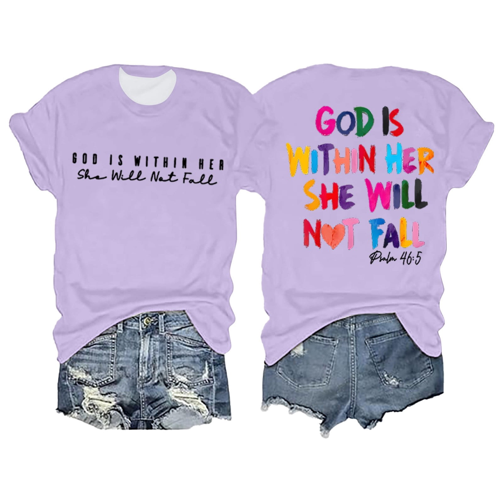 Wiueurtly Womens Tops Oversized Shirts For Women Shirt Verse T God Is ...