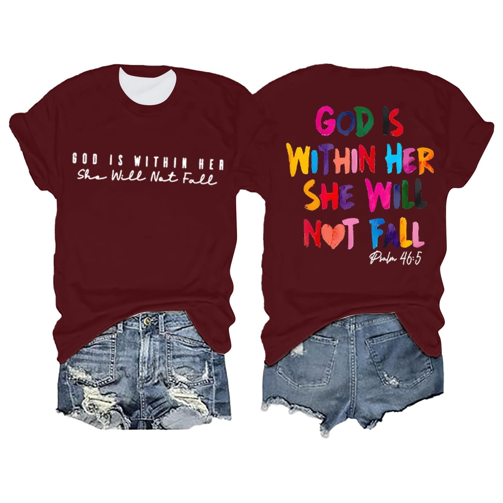 Wiueurtly Womens Tops Oversized Shirts For Women Shirt Verse T God Is Within Her Tees ...