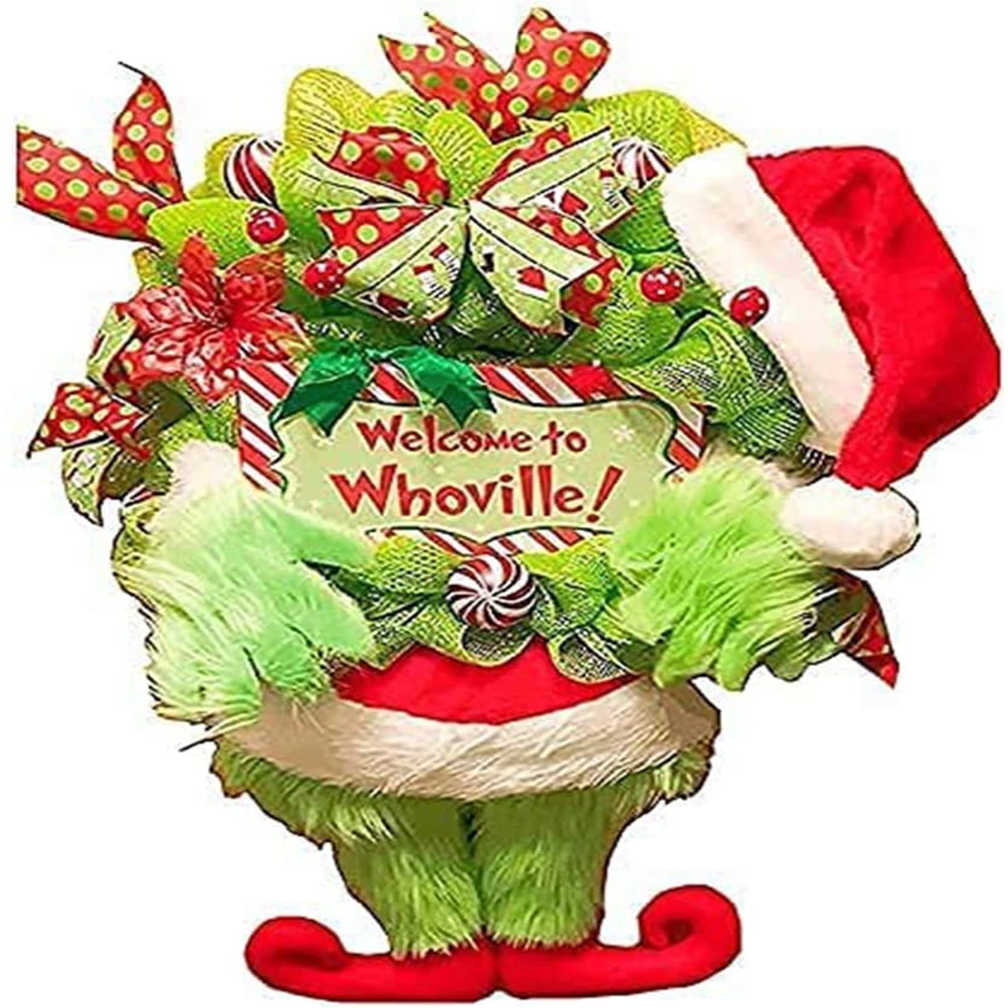 Wivi Grinch Christmas Decorations, Funny Grinch Stole The Burlap Wreath ...