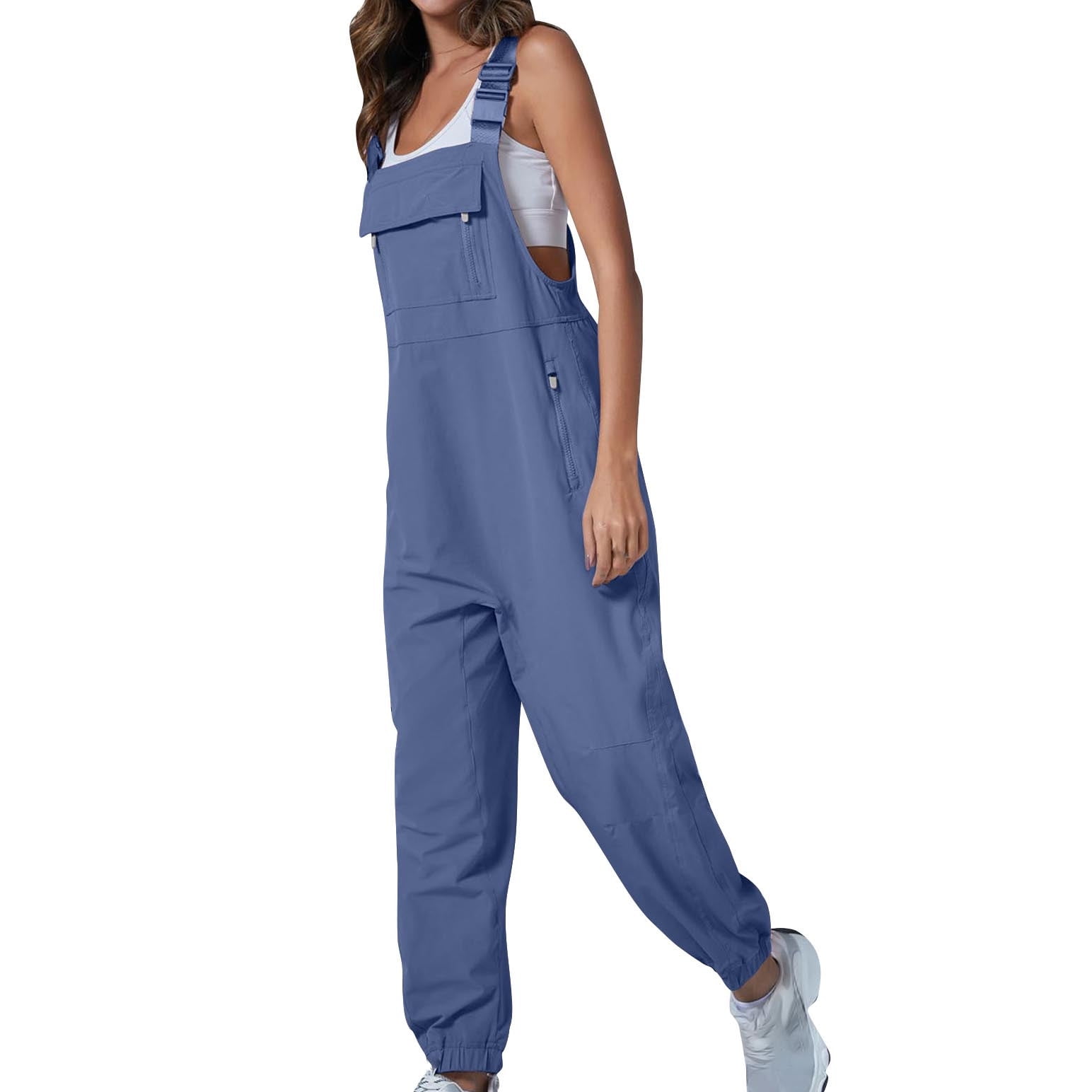 Wiyuqeen Cargo Overalls for Women Sleeveless Bib Overalls Casual Baggy ...