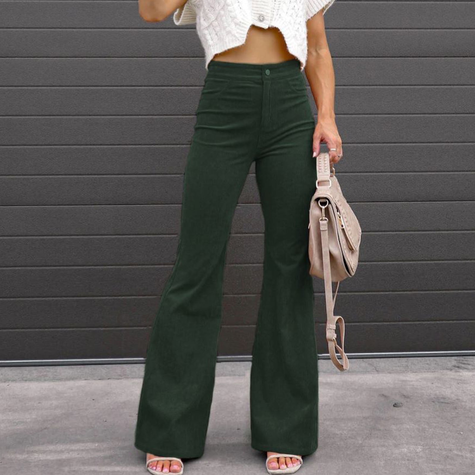 Wiyuqeen Corduroy High Waist Flared Pants for Women Classic Solid Color ...