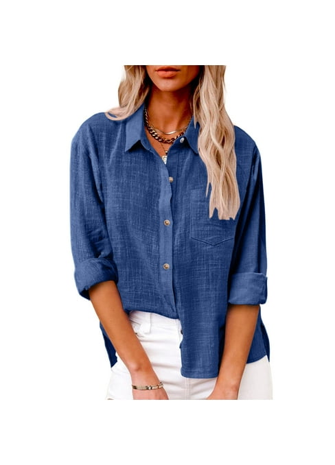Allegra K Women's Collared Short Sleeve Button Up Jean Shirt - Walmart.com
