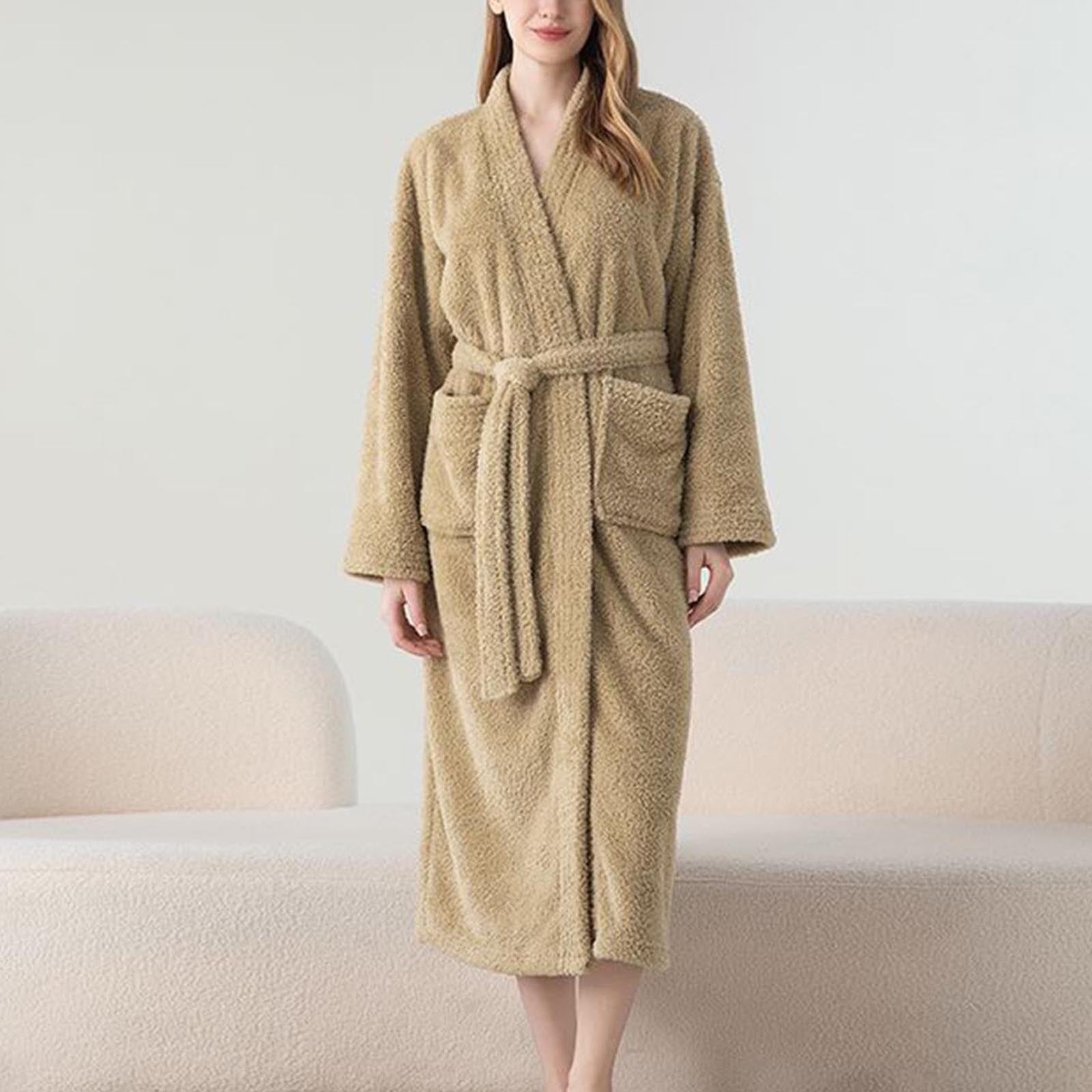Wiyuqeen Fluffy Loungewear Men Women Comfy Long Sleeve Bathrobe with ...
