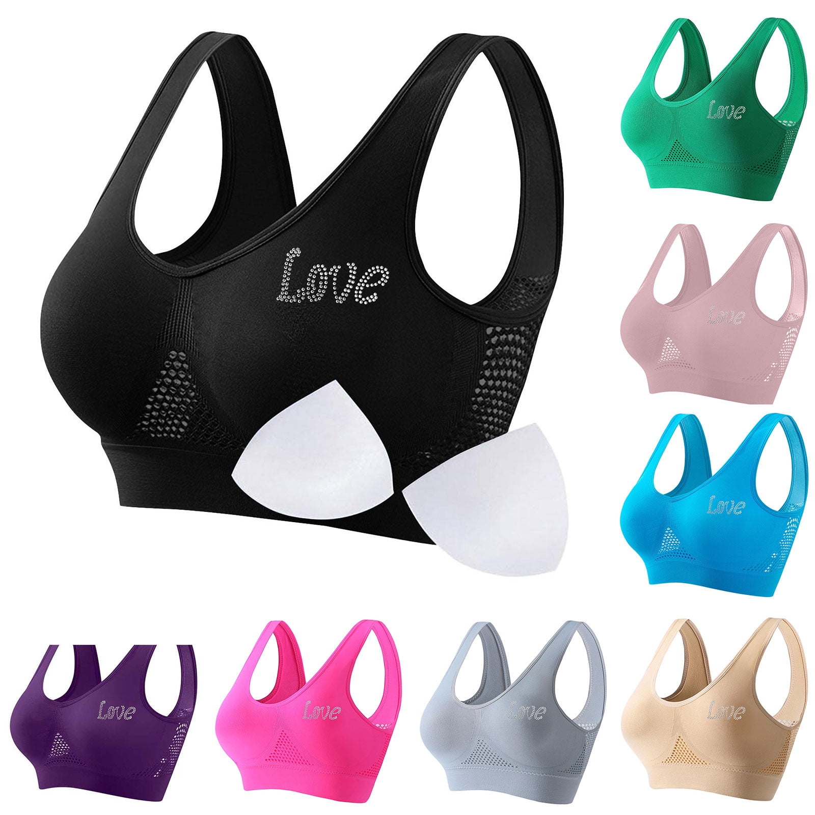 Wiyuqeen High Impact Sports Bras for Women Hot Drilling Running Bra ...