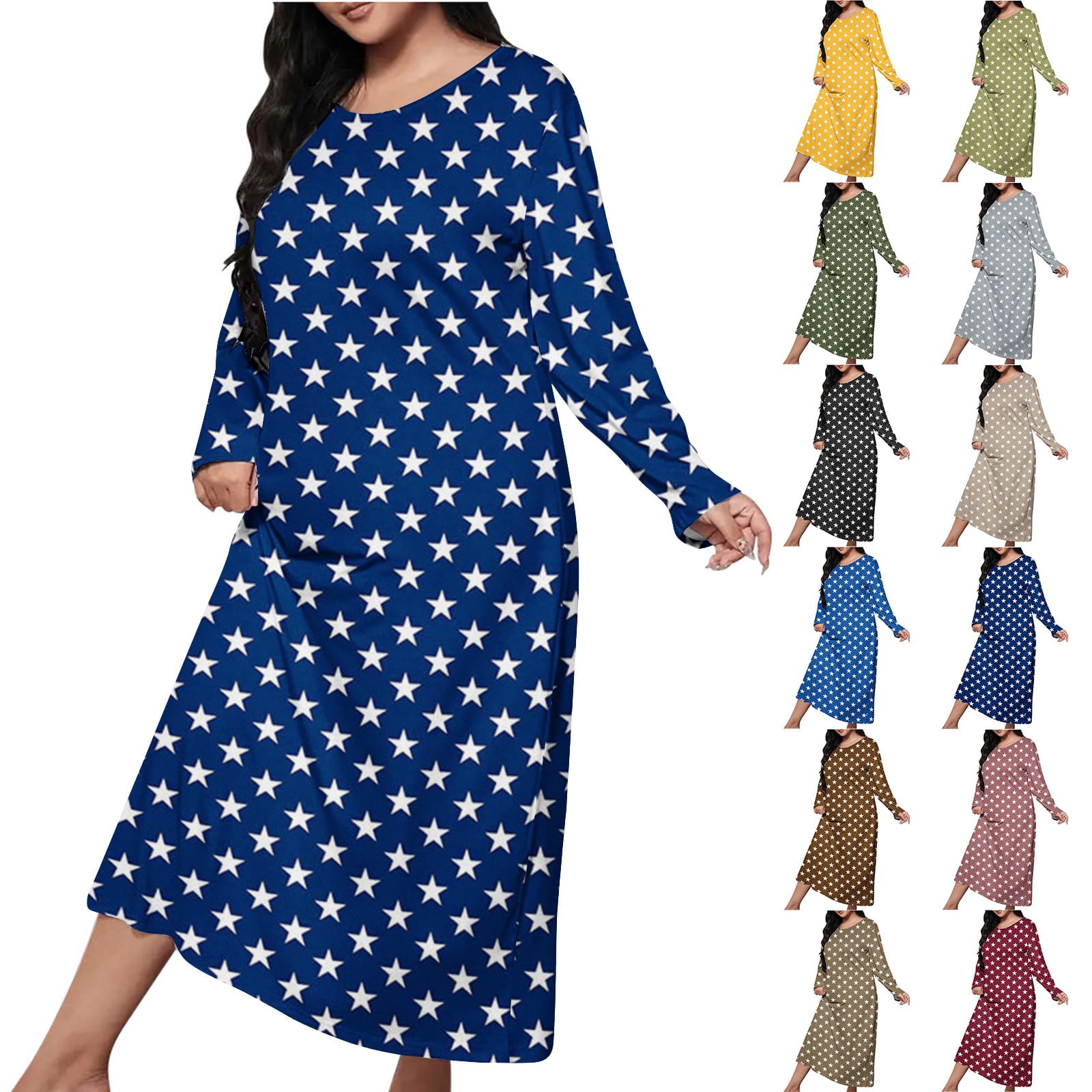 Wiyuqeen Long Cotton Nightgowns for Women Plus Size Long Sleeve Night ...