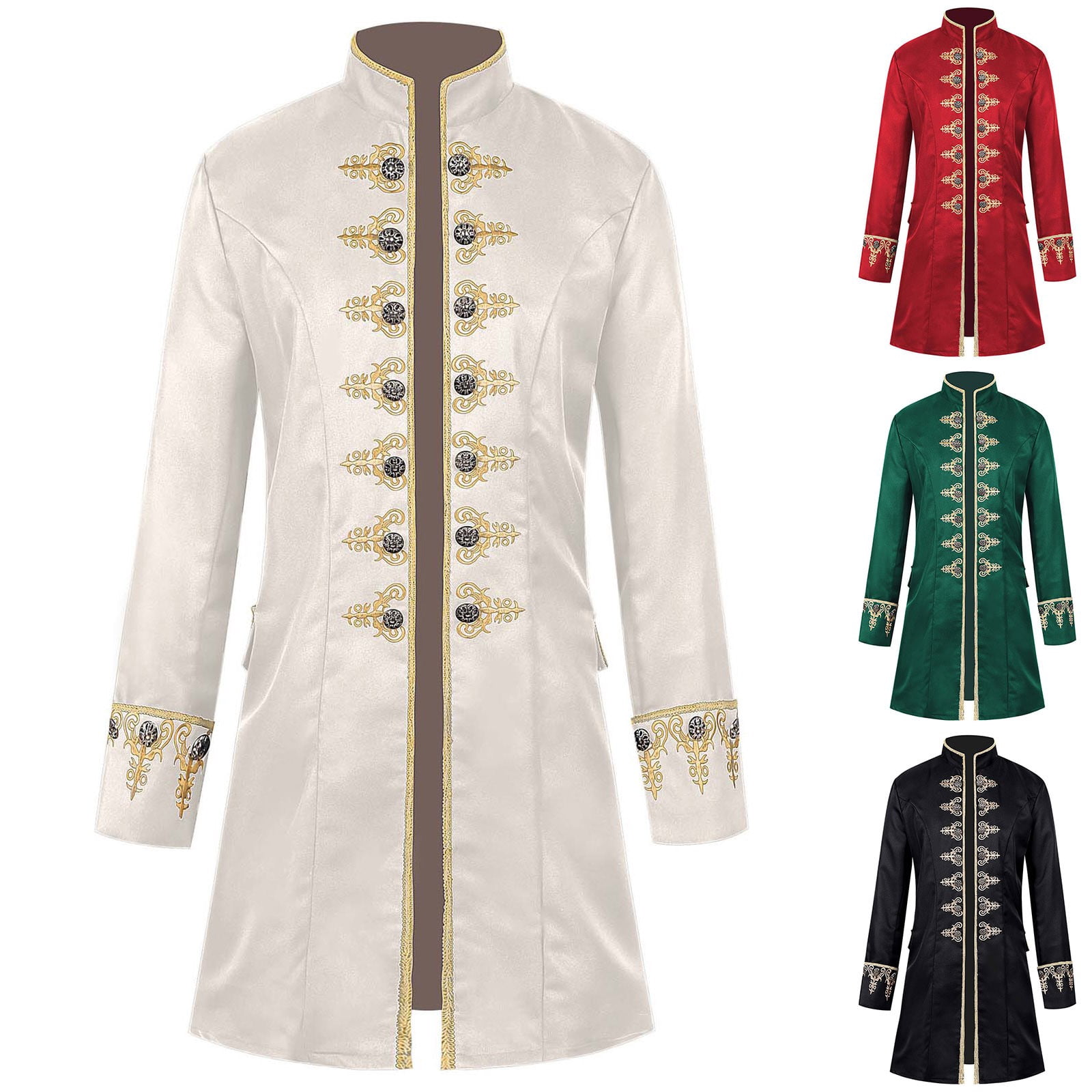 Wiyuqeen Men's Steampunk Trench Coat Victorian Retro Long Sleeve Jacket ...