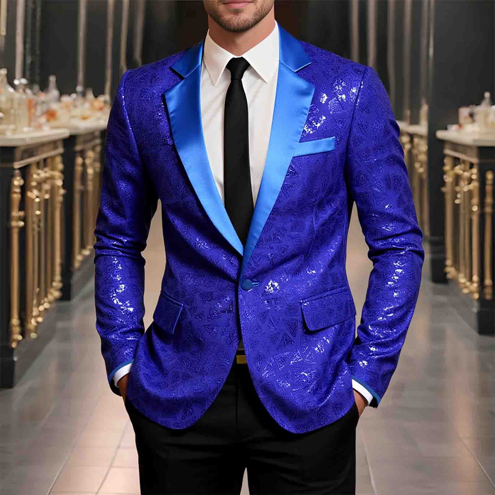 Wiyuqeen Men's Tuxedo Jacket Slim Fit Shawl Lapel Blazer One Button ...