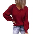 Wiyuqeen Plain Deep V Neck Sweaters for Women Casual Loose Fit Long ...