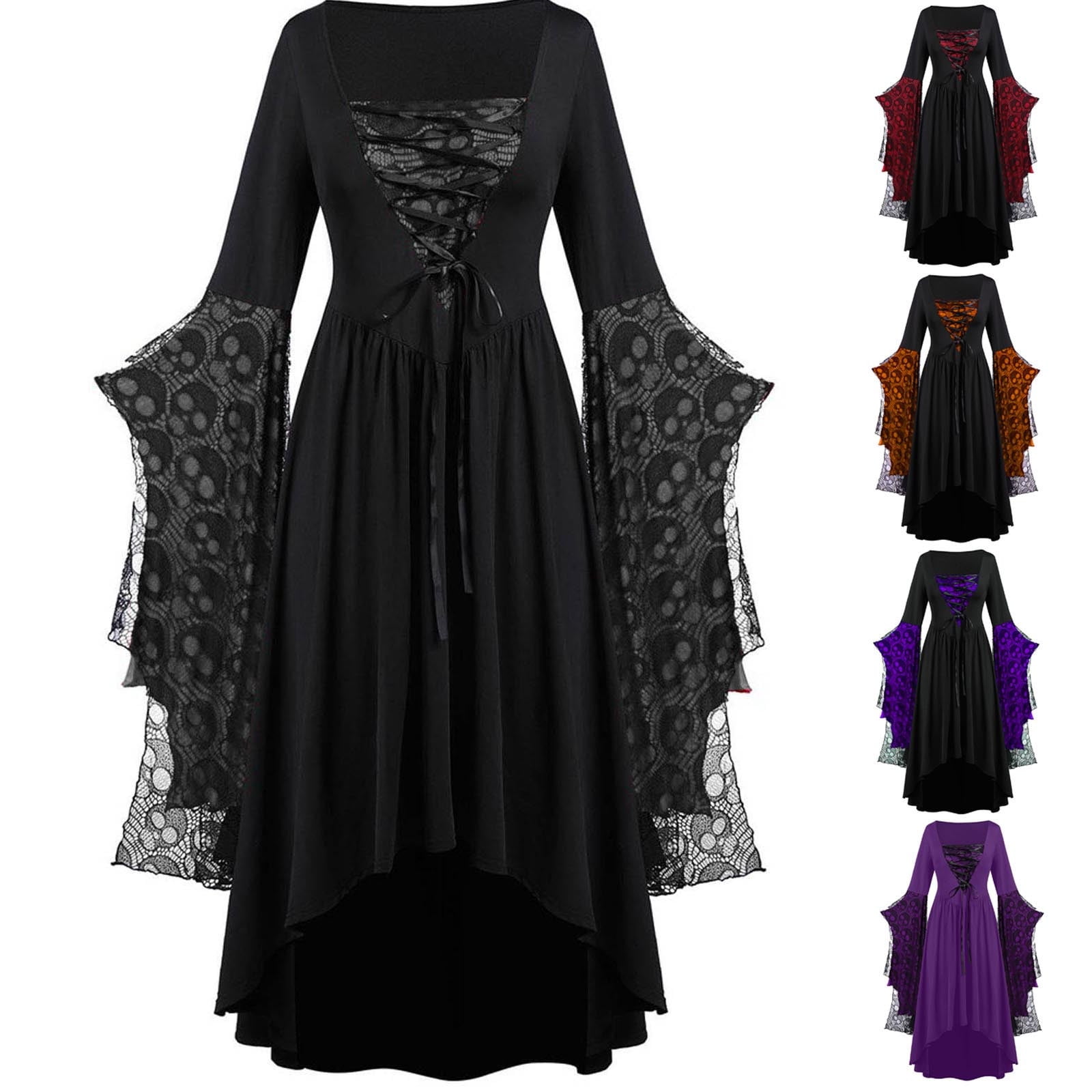 Wiyuqeen Plus Size Gothic Dresses for Women Vintage Square Neck Dresses ...