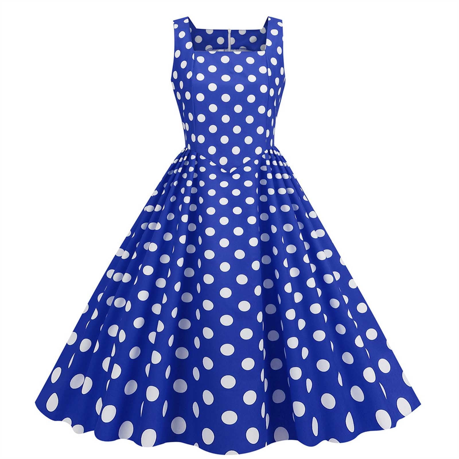 Wiyuqeen Polka Dot Dresses For Women 1950s Vintage Sleeveless Square