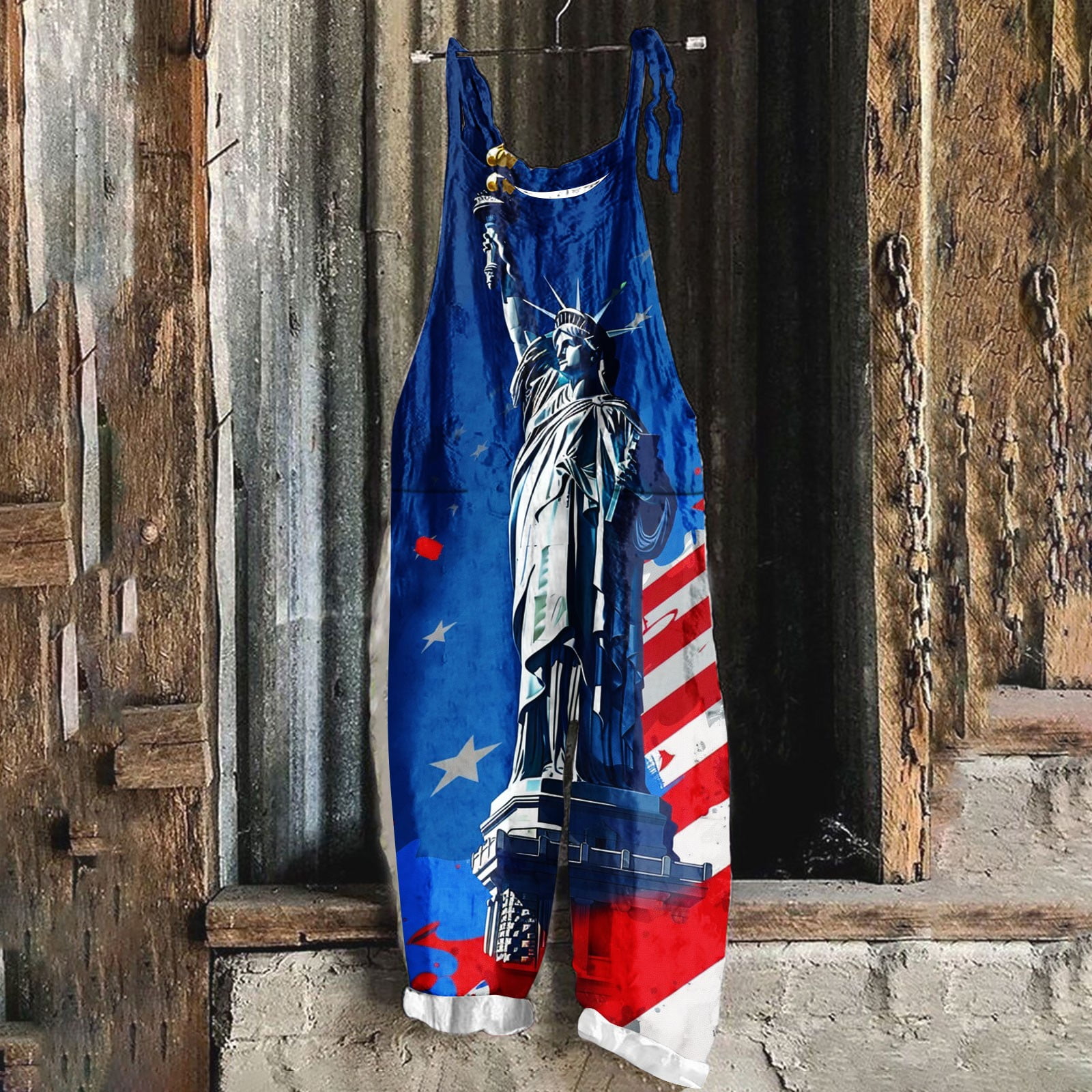 Wiyuqeen Red White Blue Linen Overalls Women's Sleeveless Spaghetti ...