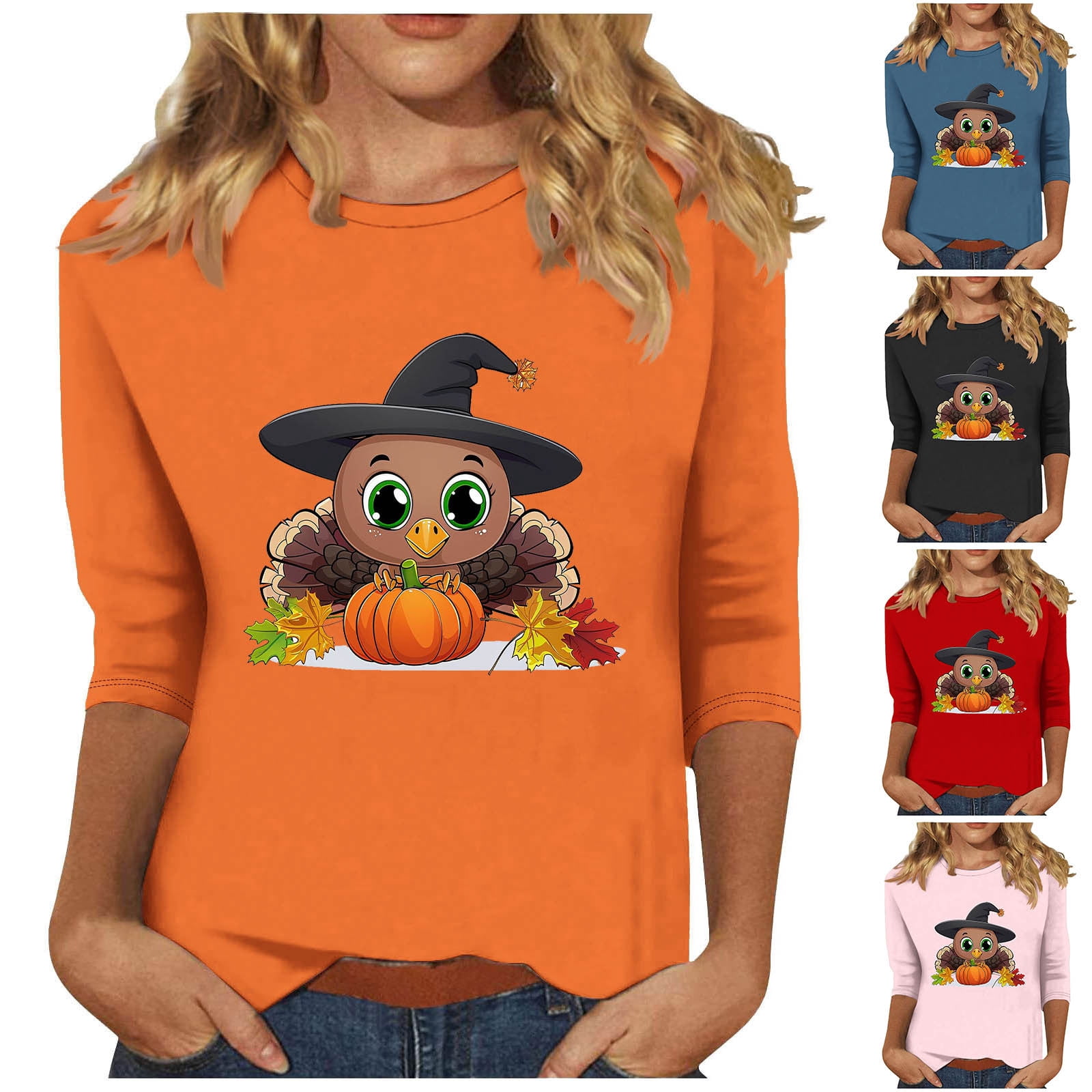 Wiyuqeen Thanksgiving Shirts for Women 3/4 Sleeve Crew Neck Fall Shirts ...