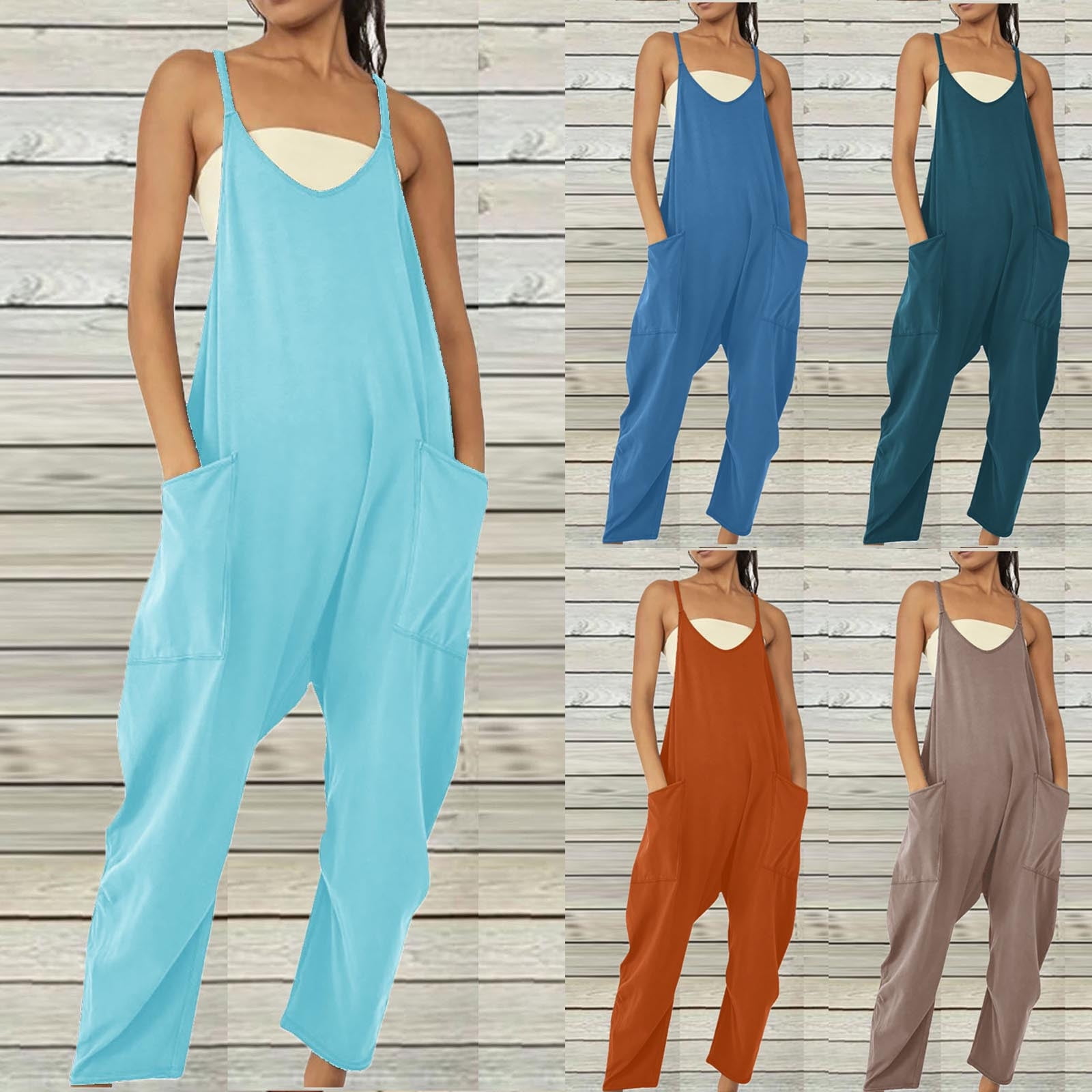 Wiyuqeen Women Jumpsuits with Big Pockets Casual 2024 Summer Rompers ...