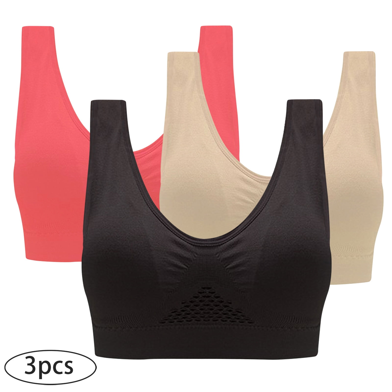 Wiyuqeen Women's 3 Packs Sport Bras Comfort Seamless Racerback Bra High ...