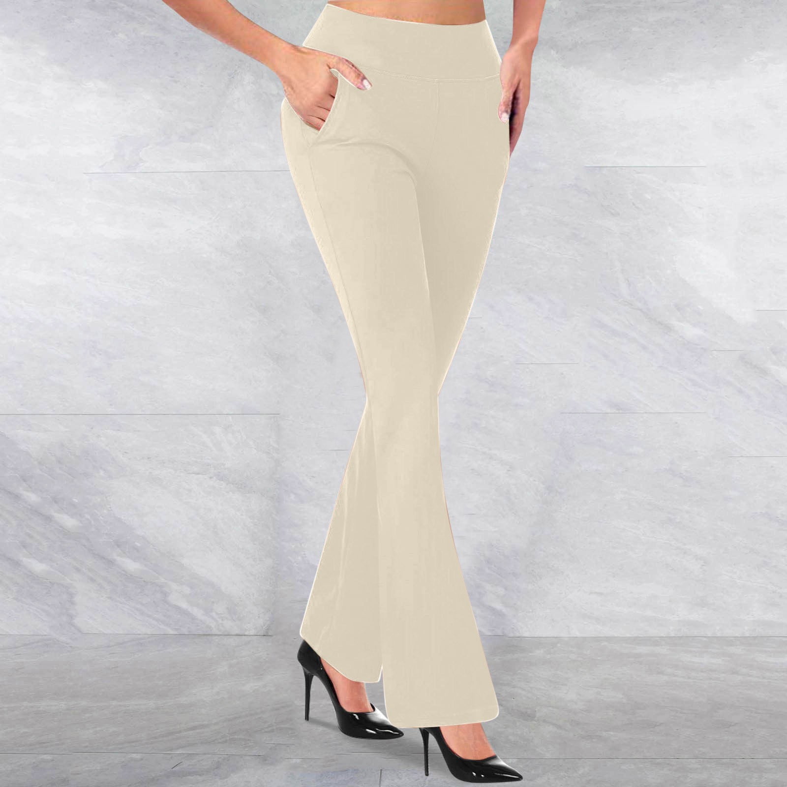 Wiyuqeen Women's Dress Pants Comfy Casual High Rise Flare Pants Soft ...