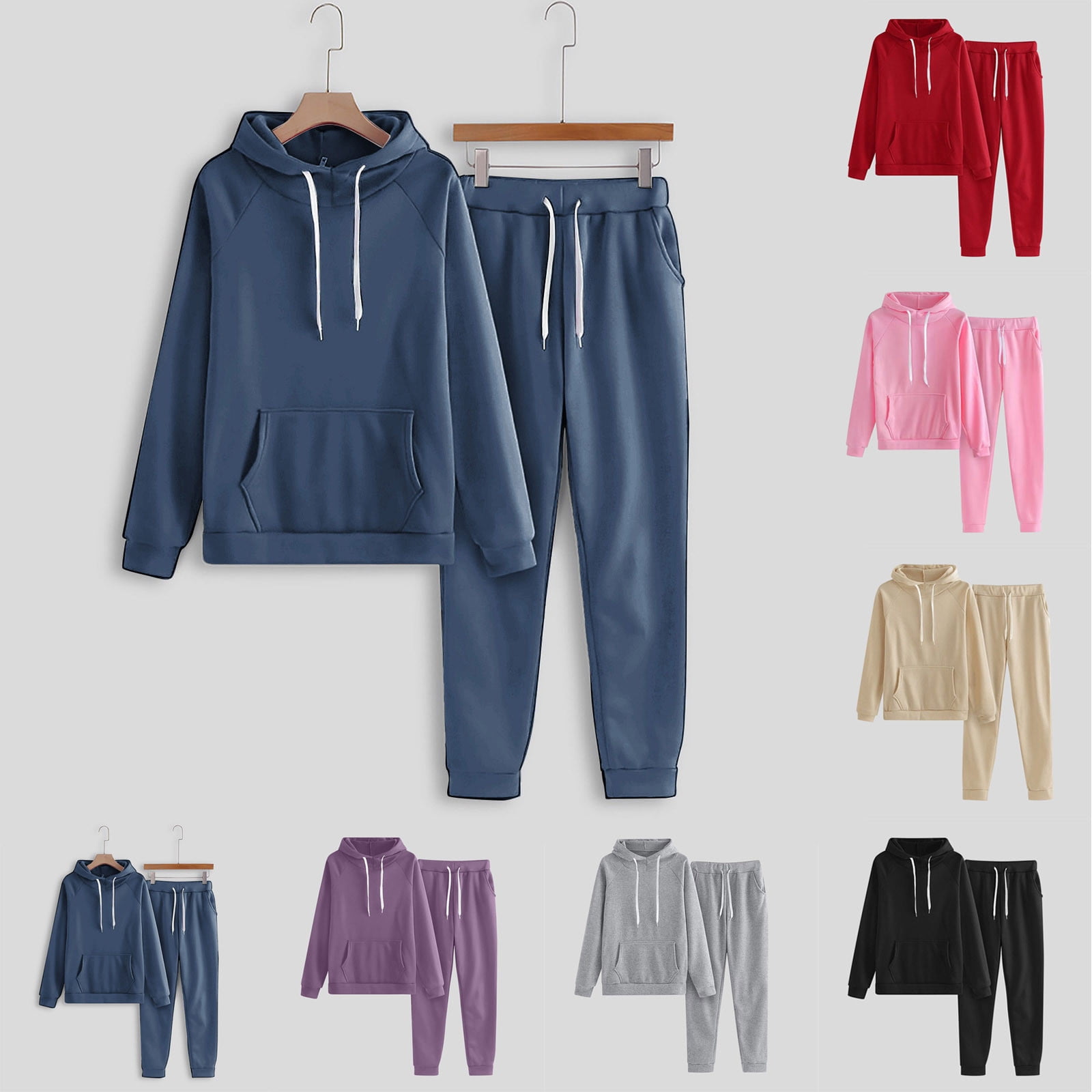 Wiyuqeen Women's Loose Tracksuits Drawstring Pullover Tops and Joggers ...