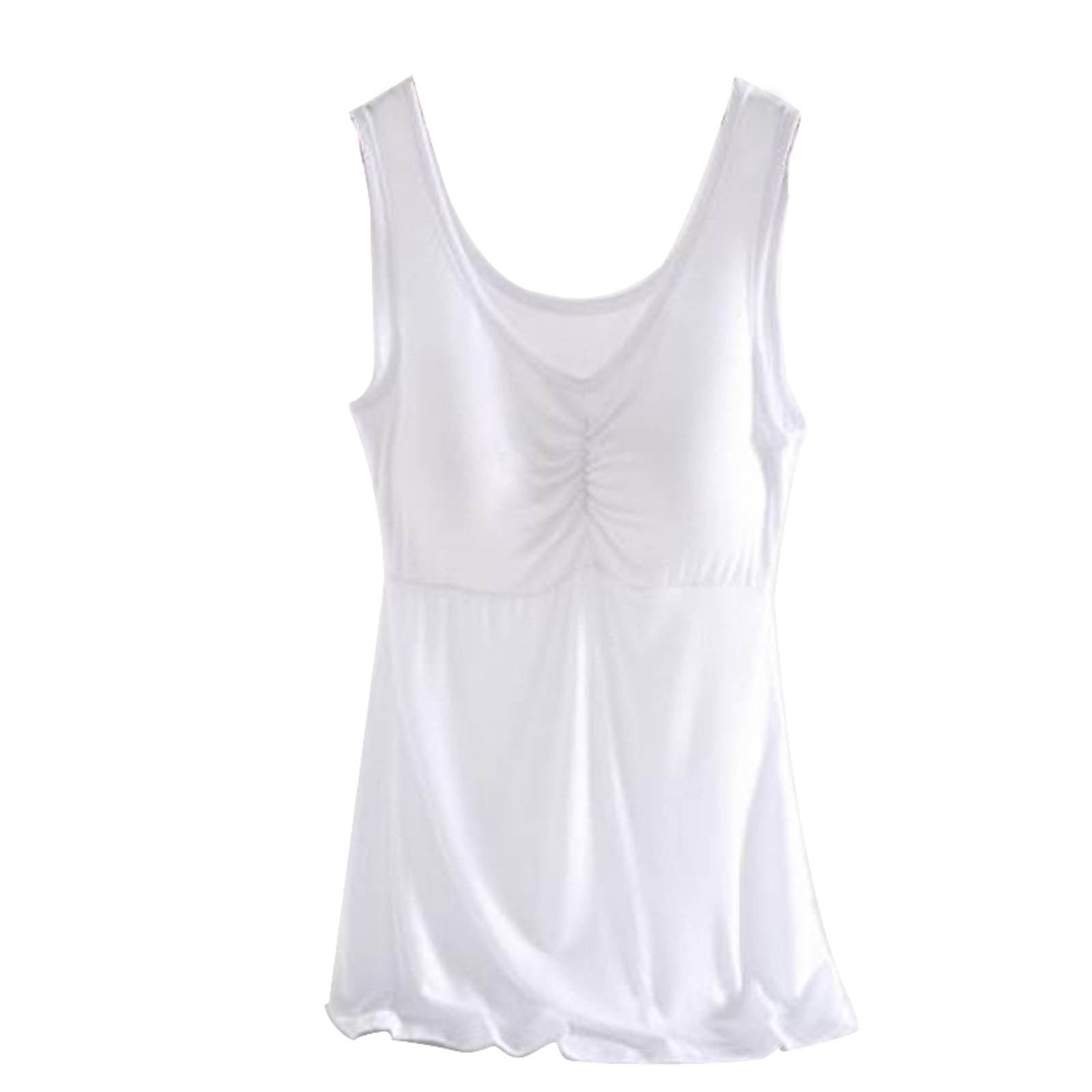 Wiyuqeen Women's Solid Color T-shirt with Built-in Bra Padded Basic ...