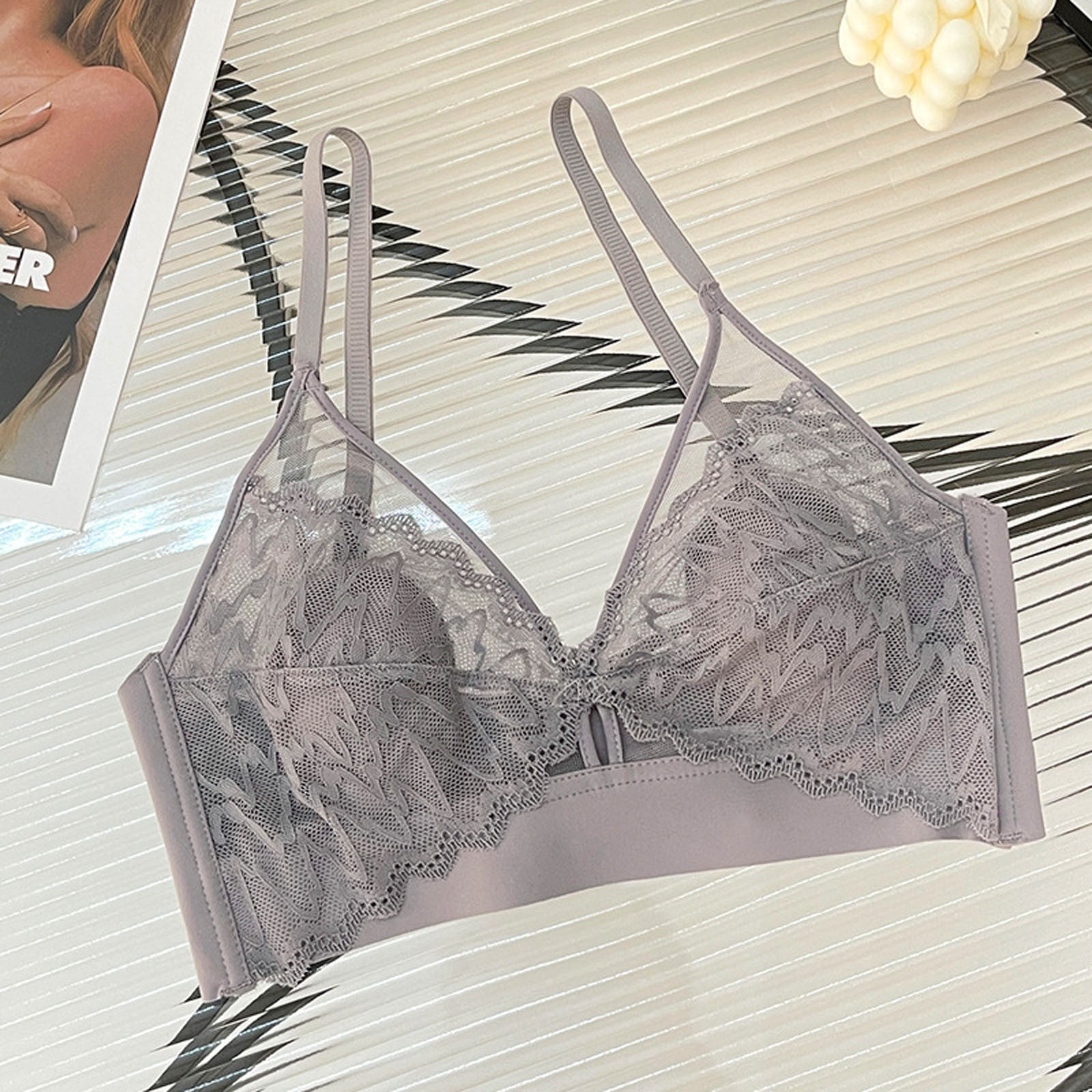 Wiyuqeen Women's Triangle Cup Bras Elegant Sexy Floral Lace Bralette ...