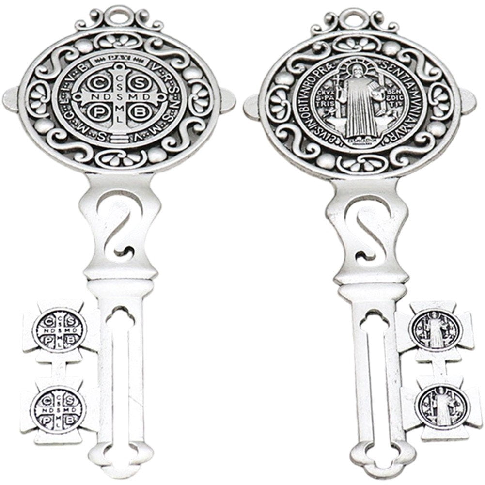 Wiywef 2 Pcs Saint Benedict Medals Key Blessing for Protection, Metal ...