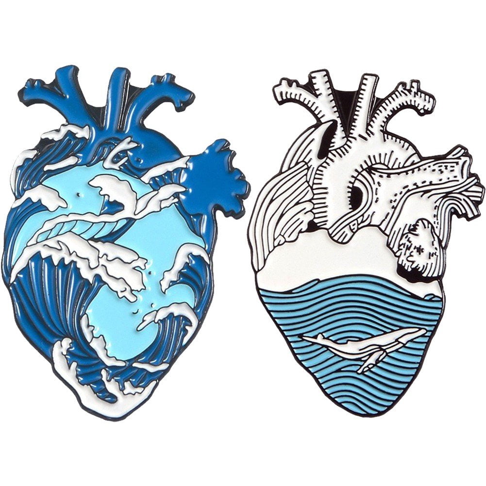 Wiywef 2Pcs Heart Brooch Medical Organs Brooch Heart Organ Enamel Pin ...