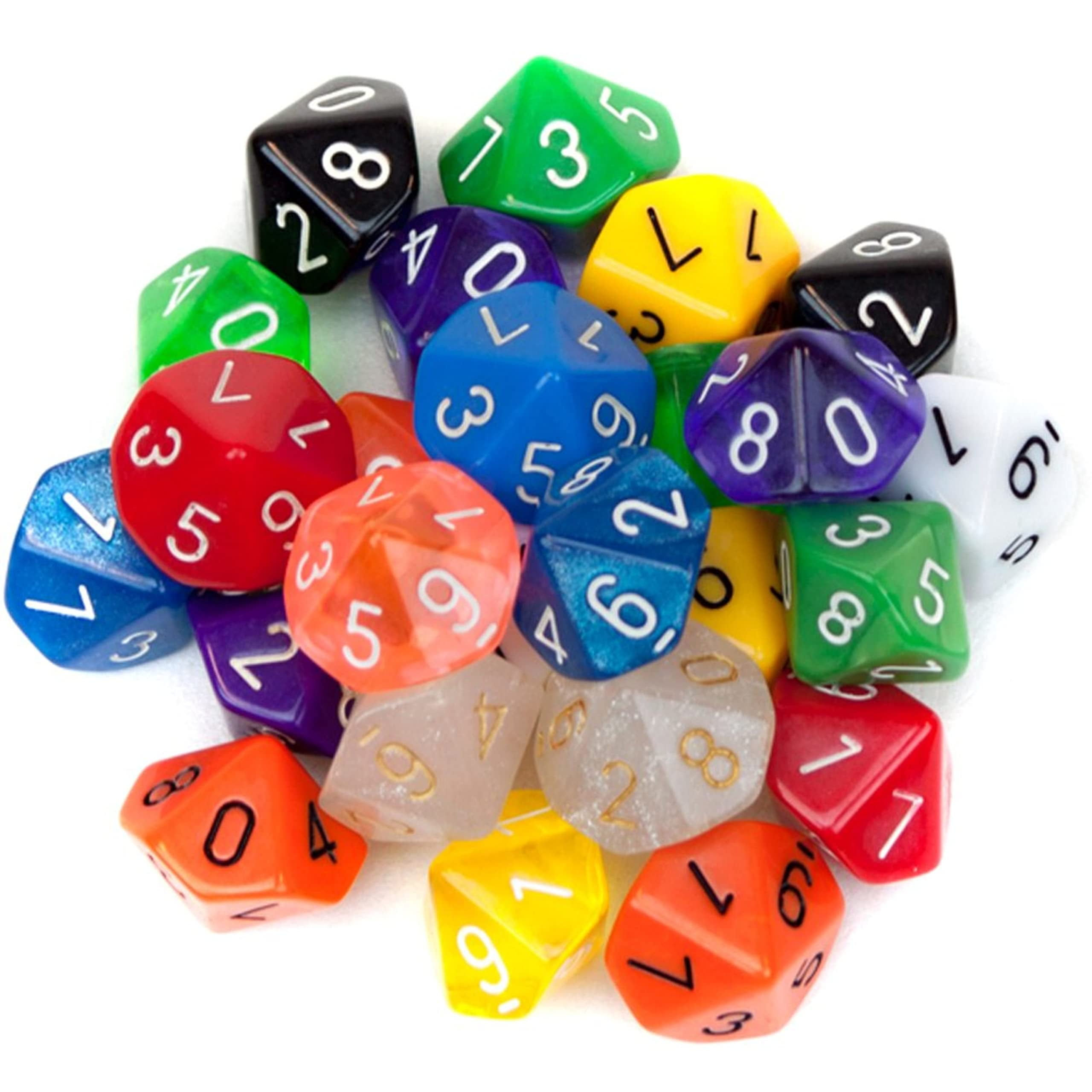 Wiz Dice Bulk Random Polyhedral Dice (D10-25 Pack) - Polyhedral Role Playing Dice in Unique ...