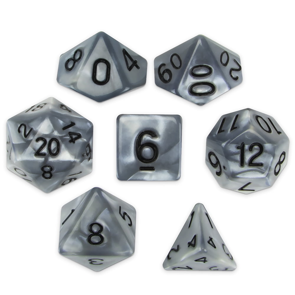 Wiz Dice Quicksilver Set of 7 Polyhedral Dice in Display Case ...