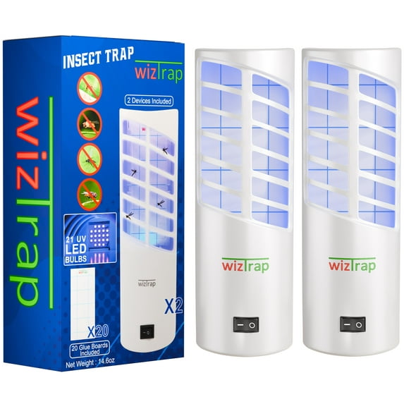 WizTrap 2-Pack Large Indoor Plug-in Gnat Light Trap, 21 UV LED Bulbs ...