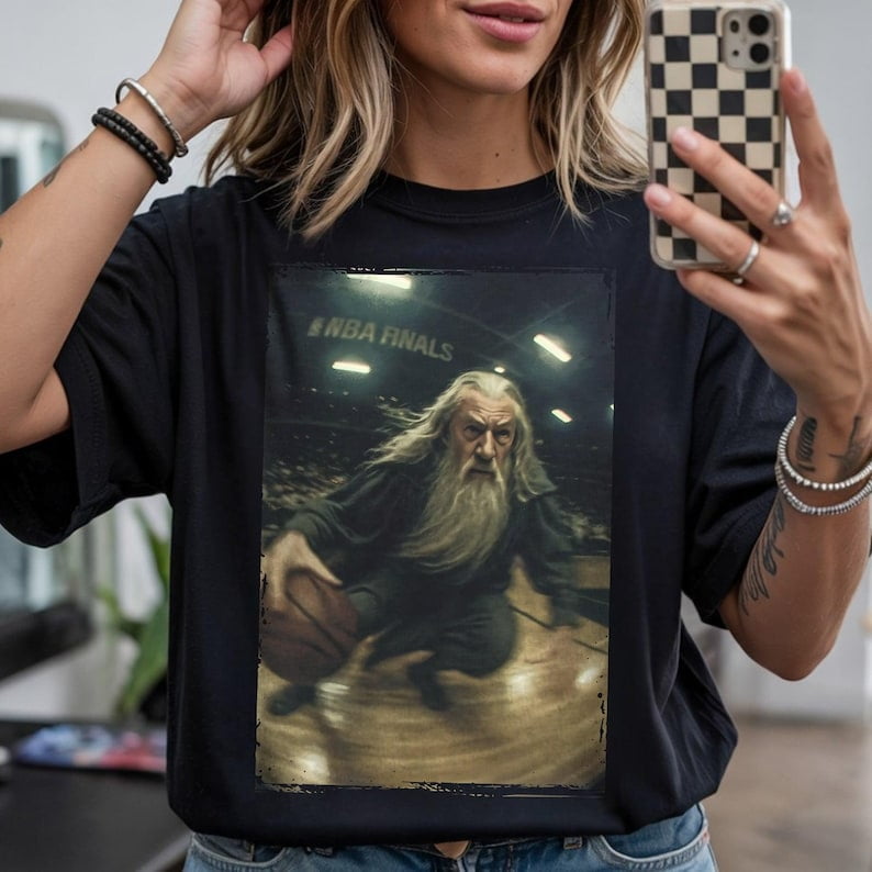 Wizard Basketball Court Shirt Front Print Fantasy Sports Meme Graphic ...