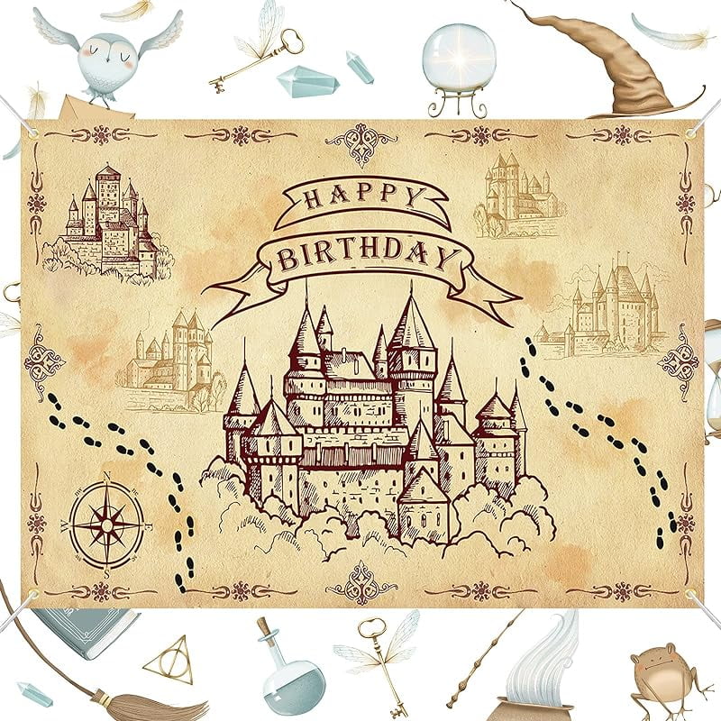 Wizard Birthday Backdrop Wizard Happy Birthday Party Decoration ...