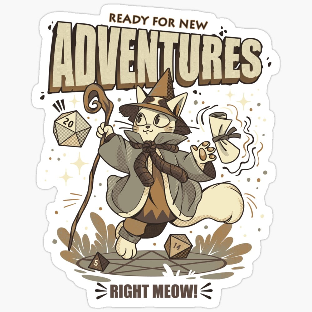 Wizard Cat Ready For New Adventures Light Sticker Phone Decal Water ...