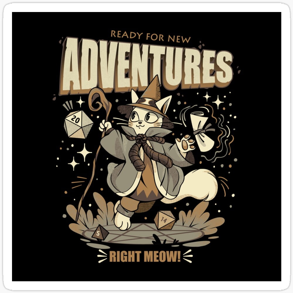 Wizard Cat Ready For New Adventures Sticker Phone Decal Water Bottle ...