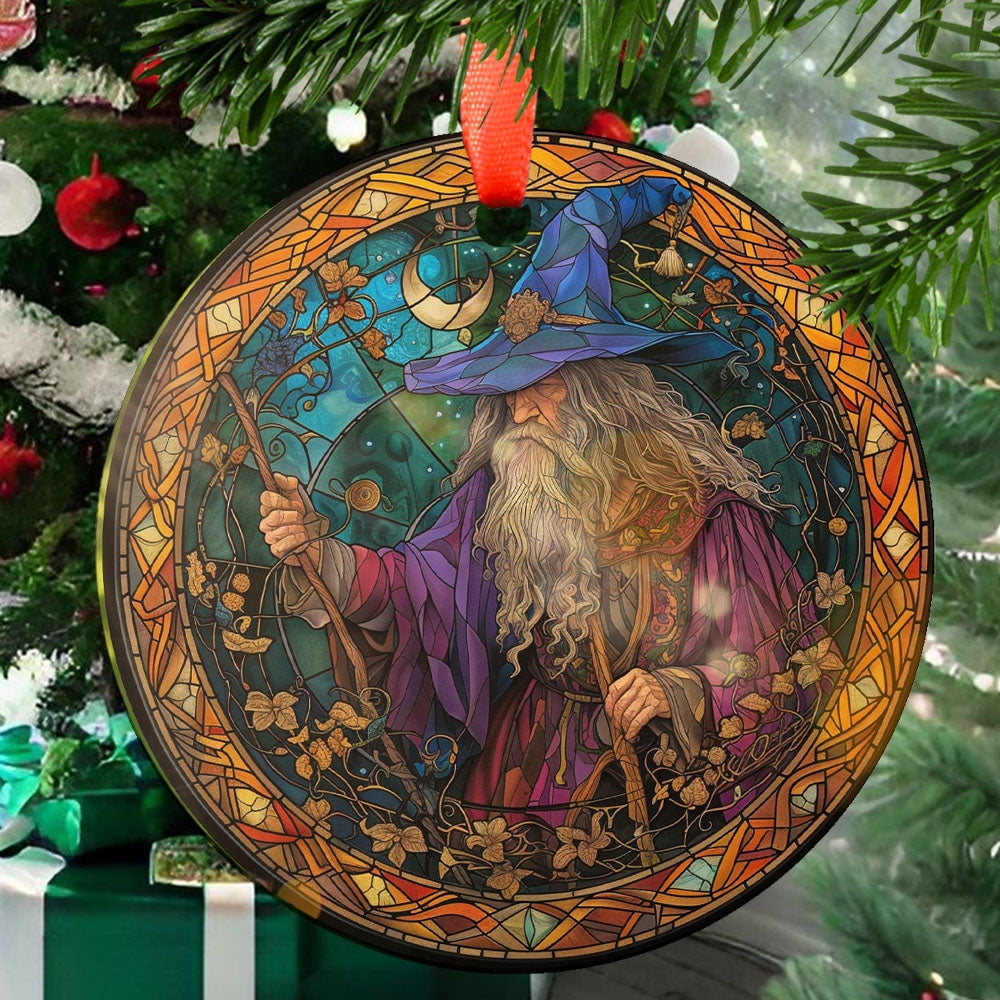 Wizard with a Crescent Moon: Ornament Style Wall or Window Hanging Made ...
