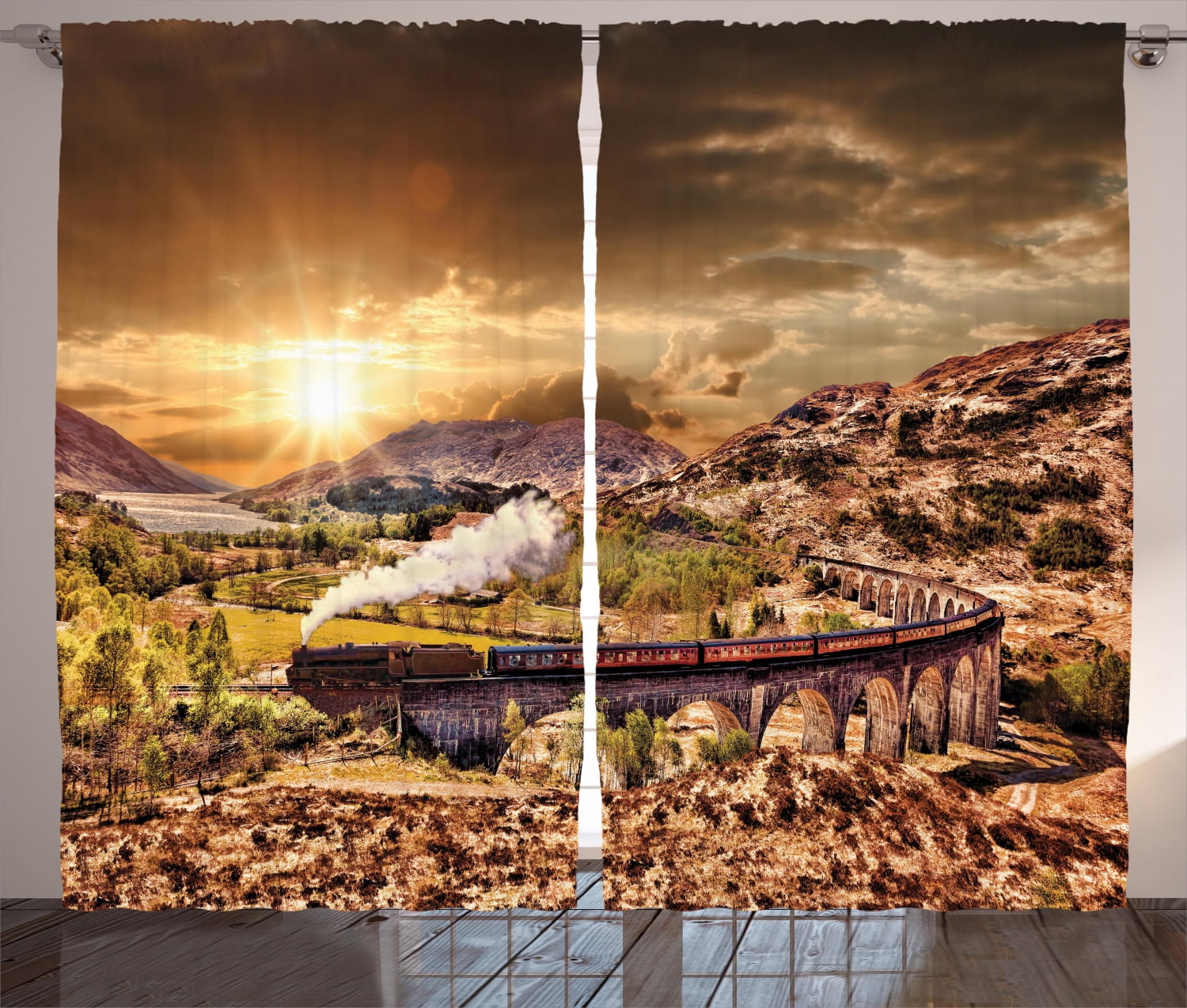 Ambesonne Wizard Curtains 2 Panel Set, Famous Train Station, 108" x 90 ...