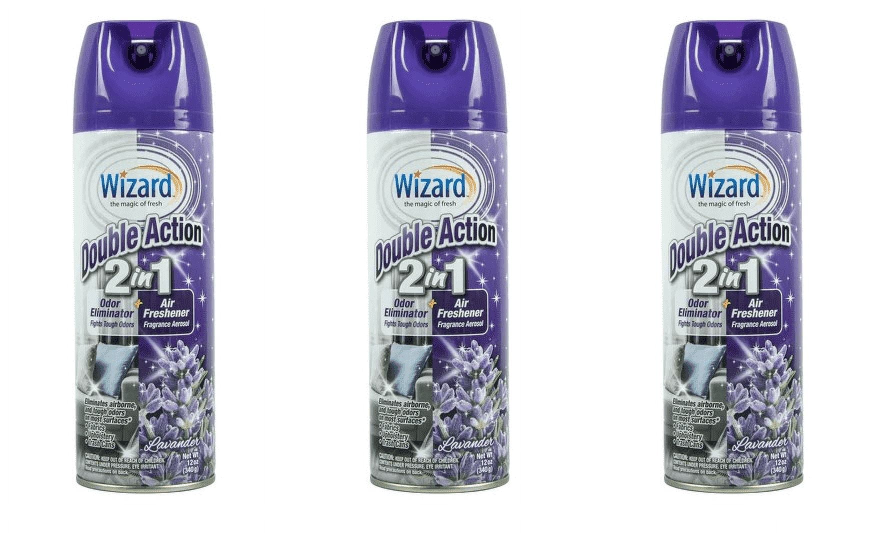 Wizard Double Action 2 in 1 Odor Eliminator + Air Freshener, Lavander ...