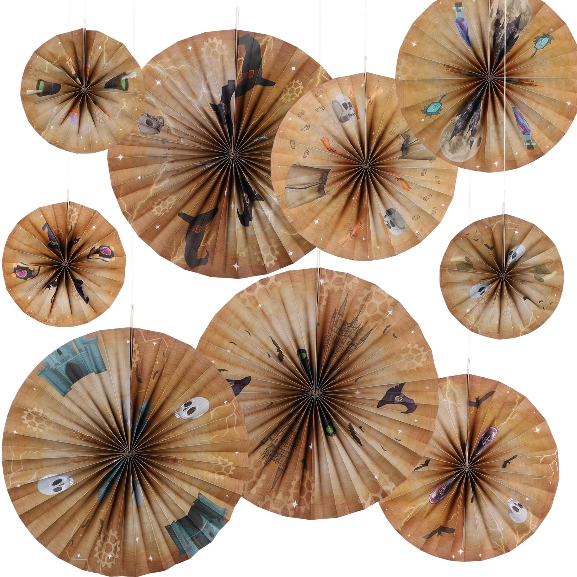 Wizard Fanatic Party Pack - 9 Hanging Paper Fans for Magical Wizard ...