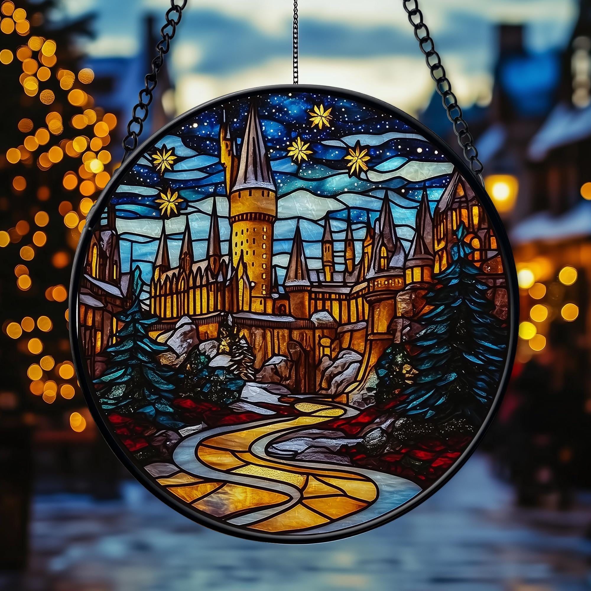 Wizard Ho.gwarts School Stained Glass Suncatcher For Christmas Decor ...