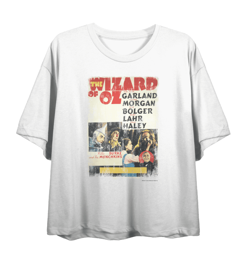 Wizard Of Oz Distressed Movie Cast Poster Women's White Crew Neck Short ...