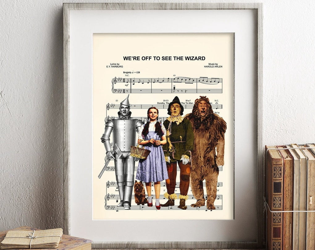 Wizard Of Oz Watercolor Off To See The Wizard Sheet Music Art Print ...