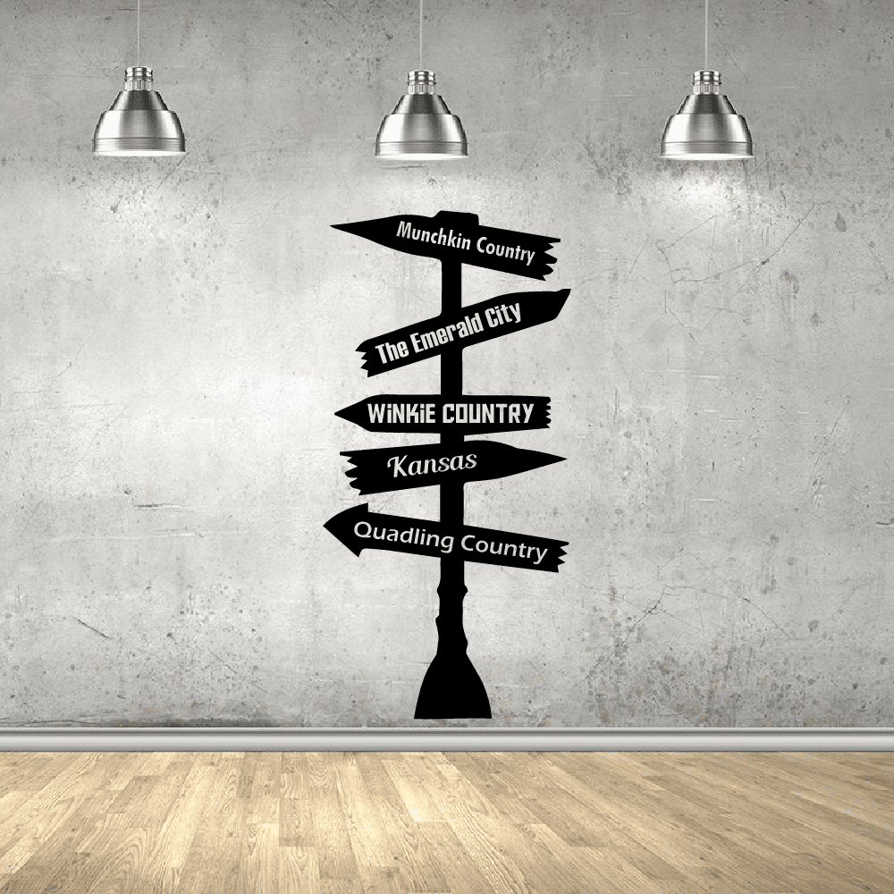 Wizard of Oz Kansas Map Sign Pathway Signage Cartoon Wall Sticker Art ...