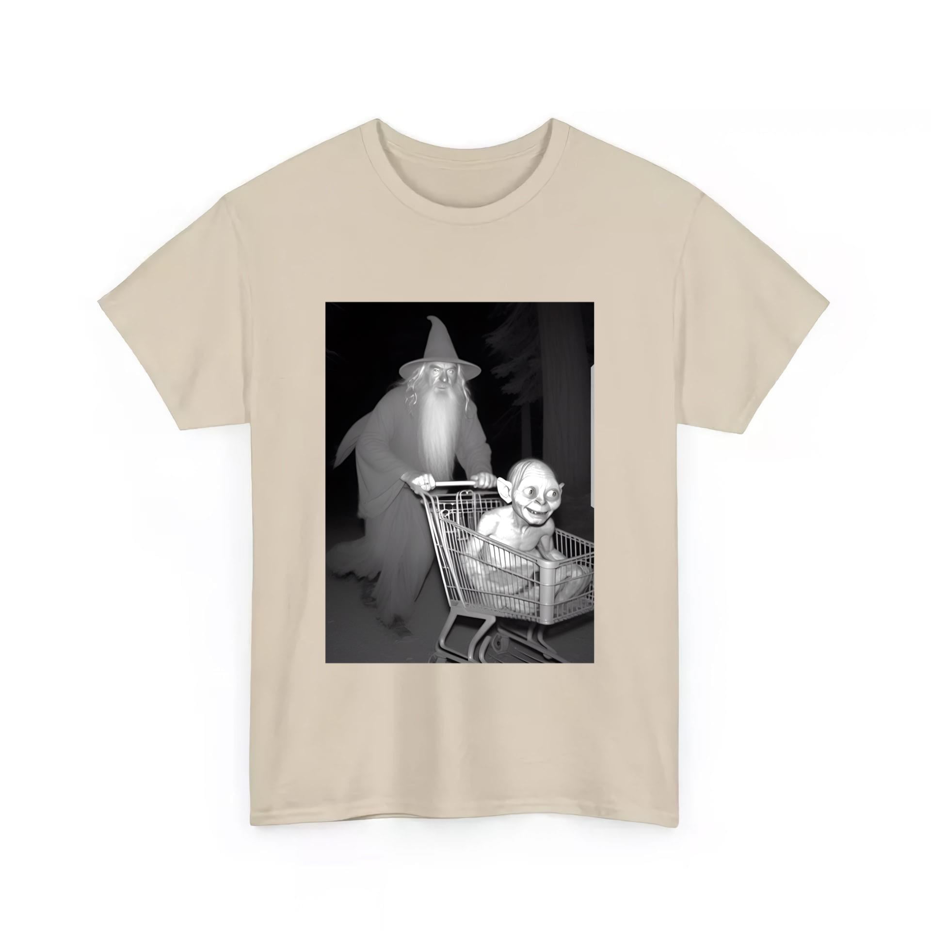 Wizard Pushing Creature in a Shopping Cart Graphic Tee, Funny Meme ...