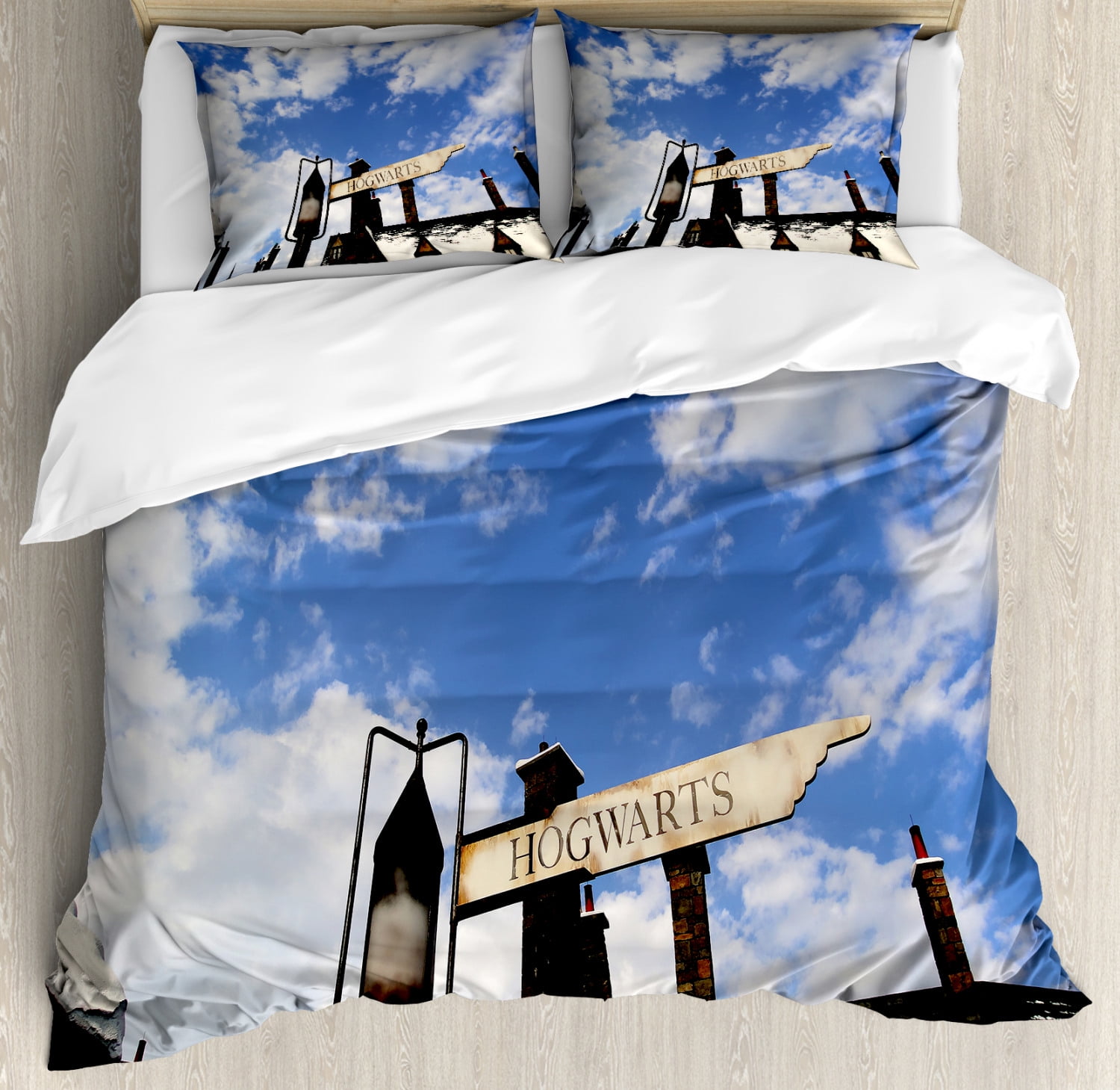 Wizard Queen Size Duvet Cover Set, School of Witchcraft Castle and ...