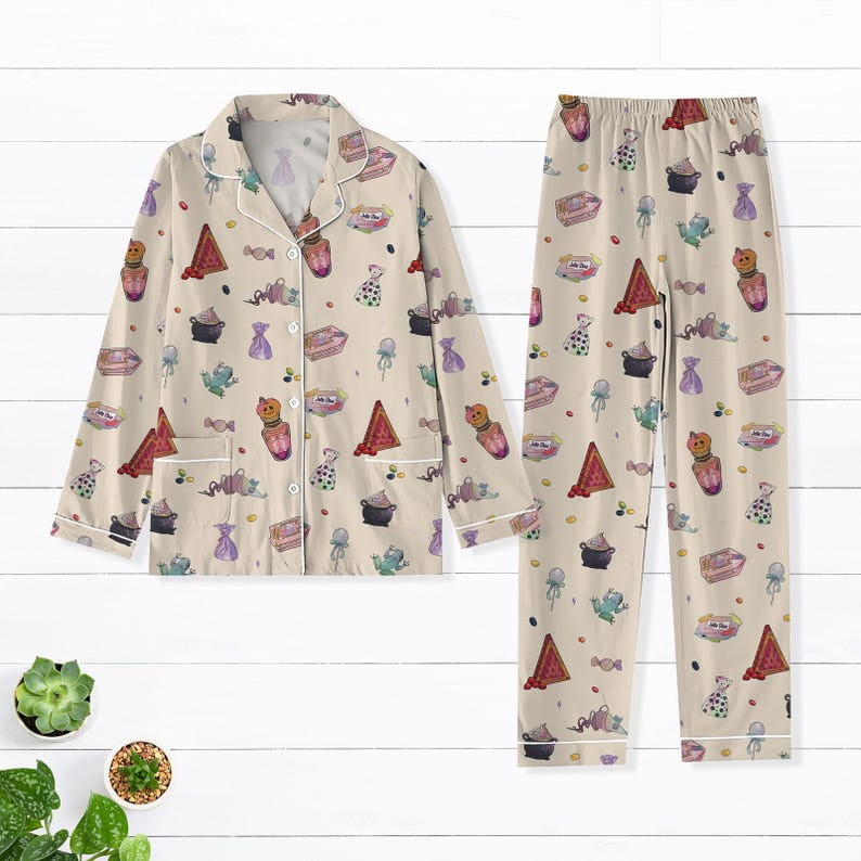 Wizard School Pajamas Set, Wizarding Snack Women Pajamas, Magic Candy ...