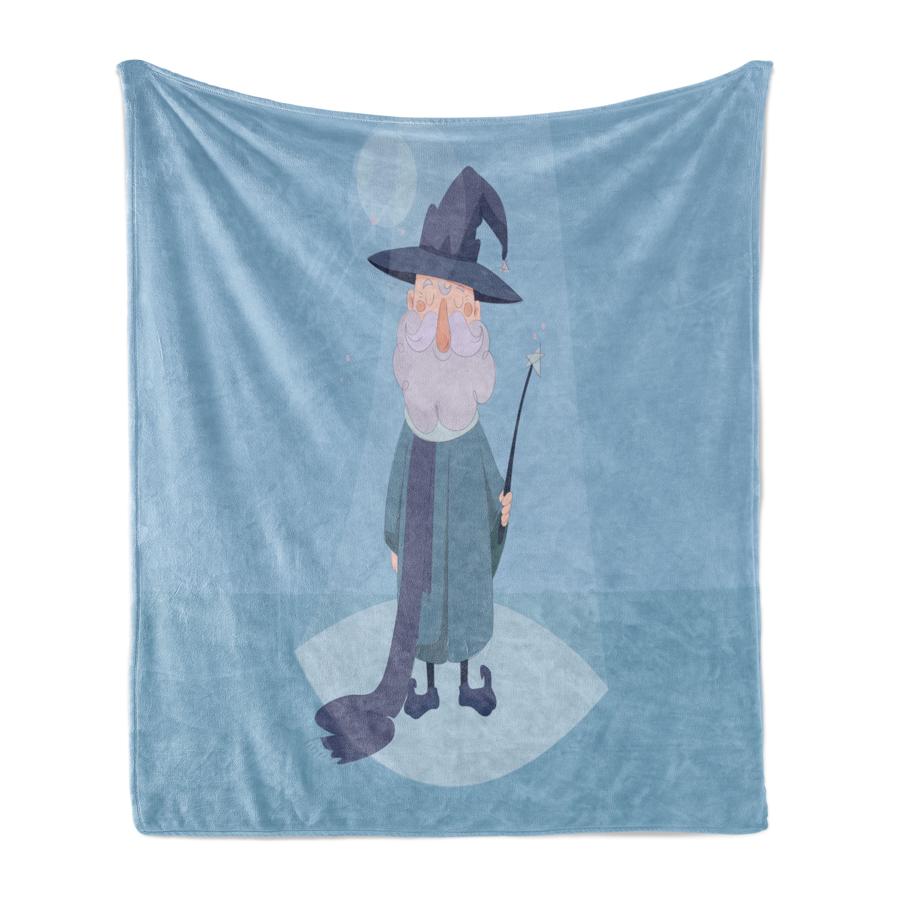 Wizard Soft Flannel Fleece Throw Blanket, Wizard Holding a Magic Wand ...