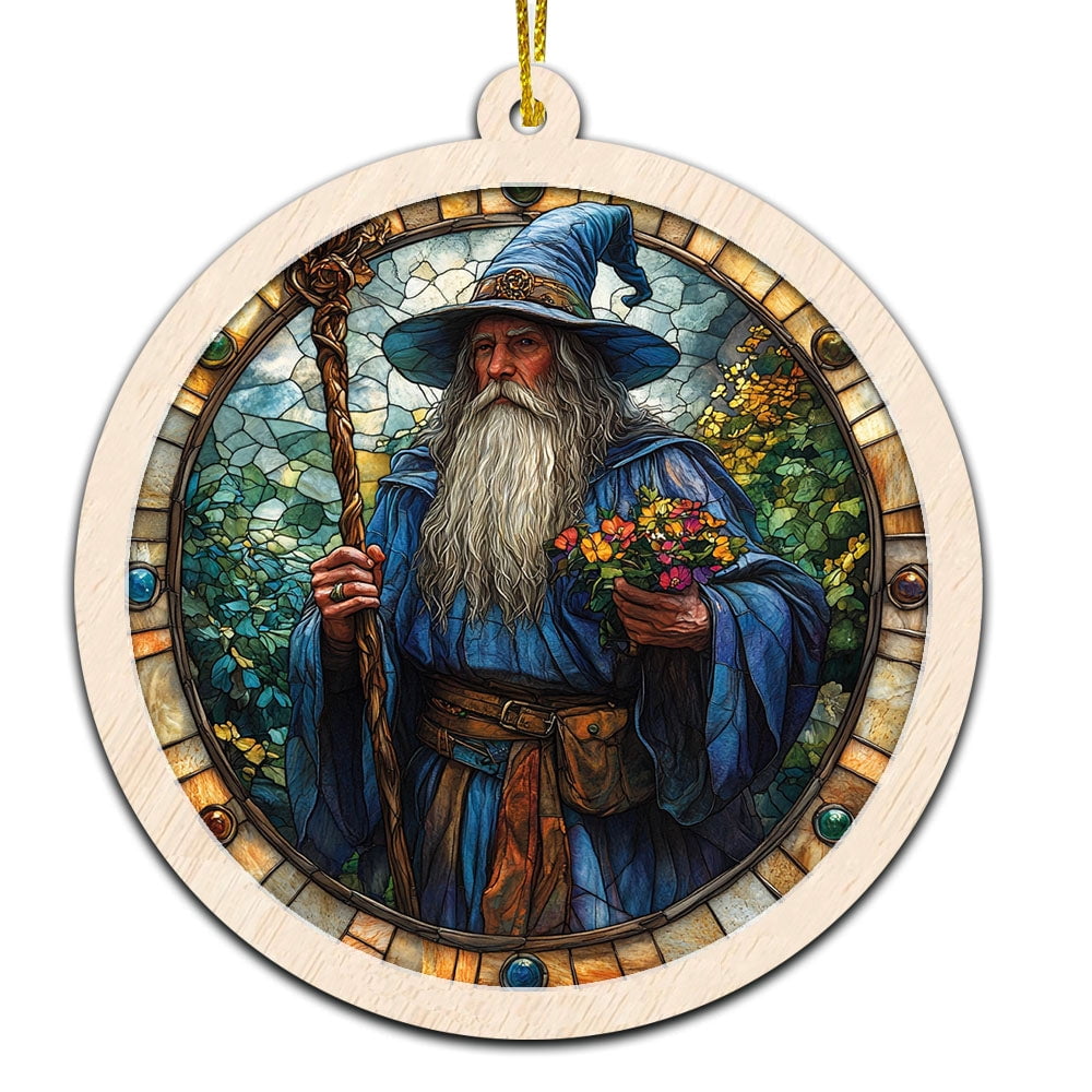 Wizard Stained Glass Suncatcher Ornament – Text Christmas 2025 Tree ...