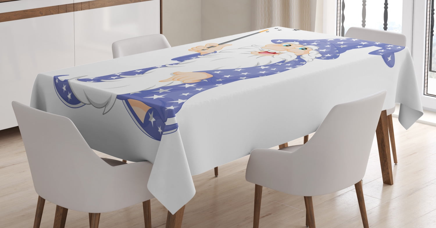 Wizard Tablecloth, Laughing Old Man with a Magic Wand and Stars Kids ...