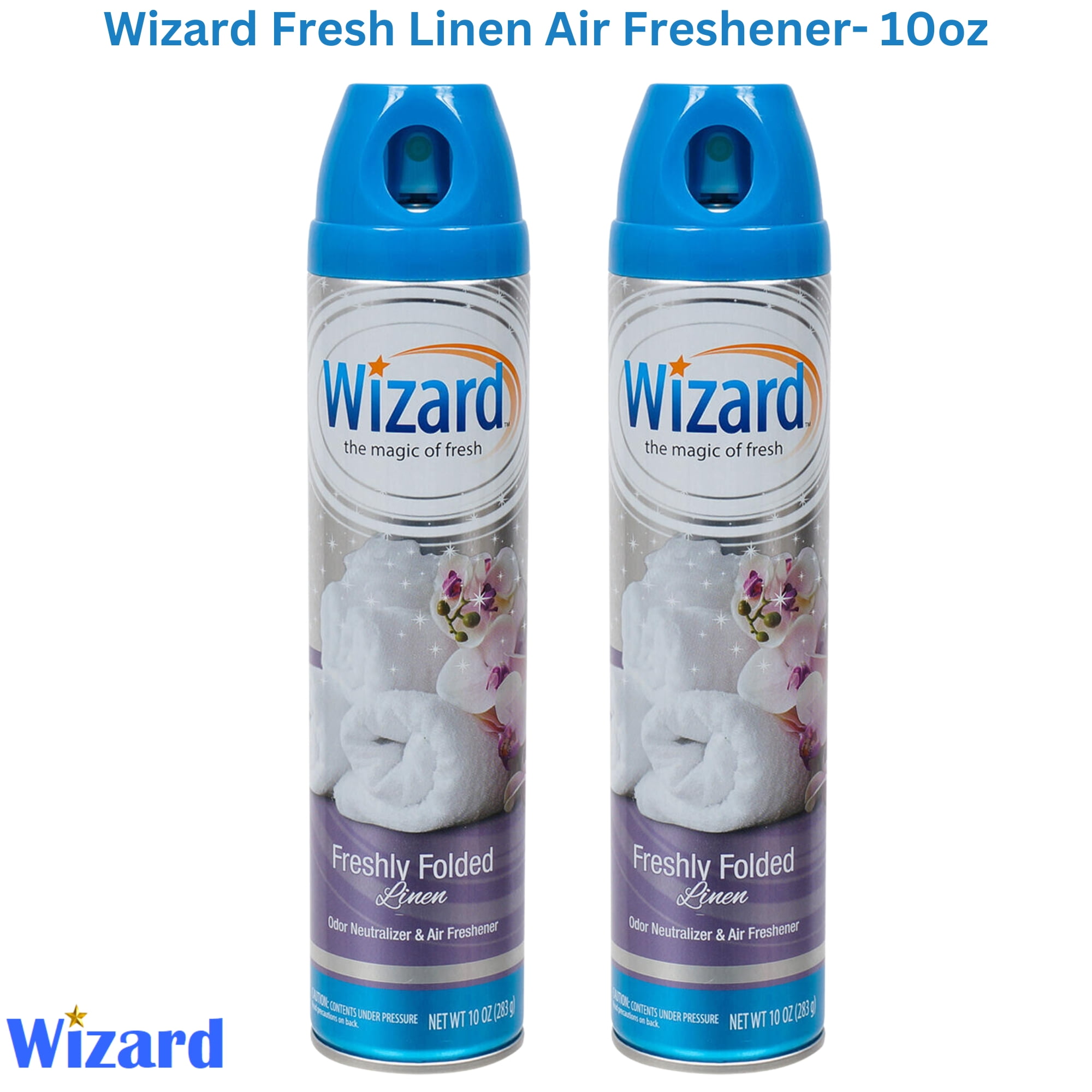 Wizard Freshly Folded Linen Odor Neutralizer Air Freshener, 10 oz, 2 ...
